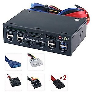 eoocvt 5.25 inch Multi-Function USB 3.0 Hub CF TF M2 SD MS Card Reader CD-ROM Front Panel Media Dashboard SATA eSATA Audio Headphone Mic Computer Peripherals