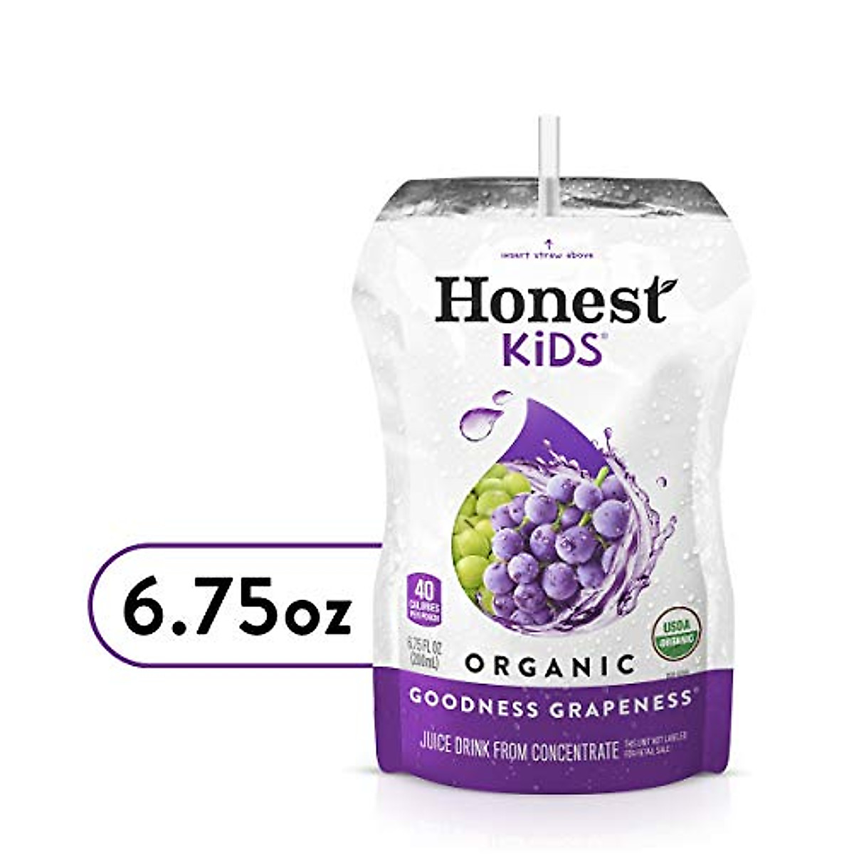 Honest Kids Goodness Grapeness, Grape Organic Fruit Juice Drink, 6.75 fl oz (32 Pack)