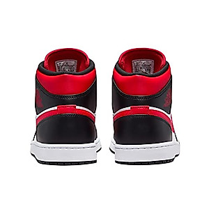 Nike Men's Air Jordan 1 Mid Shoes, White/Black-red, 9.5