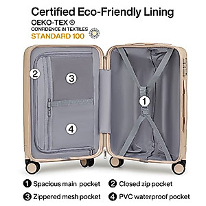 Hanke 20/29 Inch 2 Piece Luggage Sets PC Lightweight Hardshell Suitcases with Spinner Wheels & TSA Lock, Extra Large Rolling Travel Luggage, Nestable Storage 2 Piece Set 20/29（Cuba Sand）
