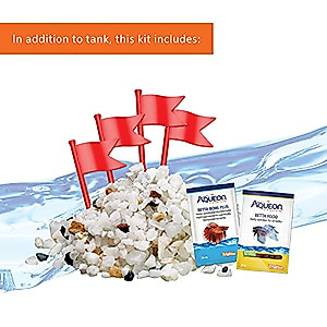 Aqueon Betta Castle Aquarium Fish Tank Kit, Black, Half Gallon