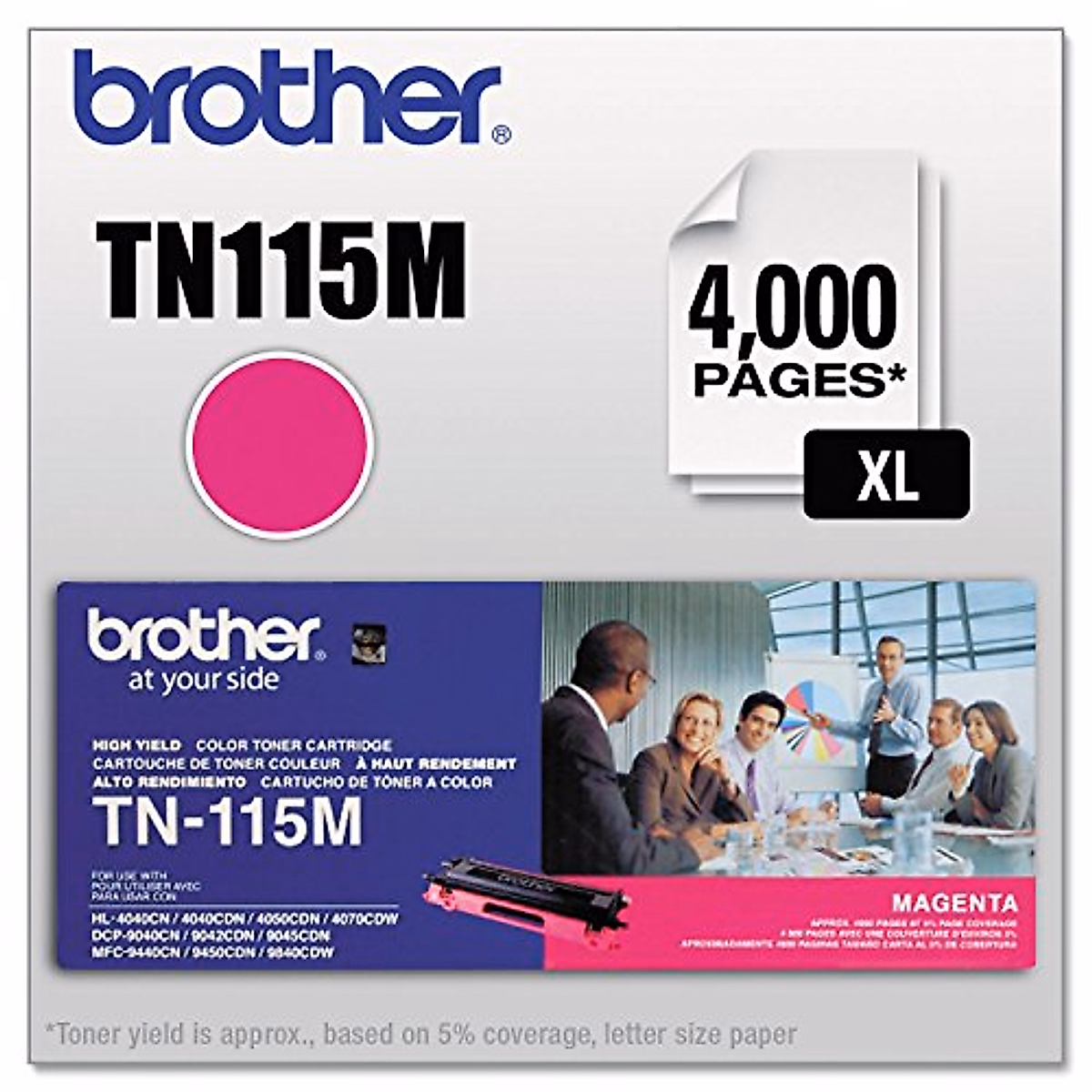 Brother Tn115m High-Yield Toner Cartridge, Magenta - in Retail Packaging