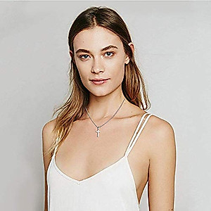 MONOZO Stainless Steel Cross Pendant Necklaces for Men Pendant Chain 16 Inch Silver