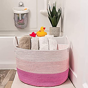 Wide Rope Laundry Basket (3-Toned Pink) + Wide Rope Laundry Basket (Striped/Pink) - PINK