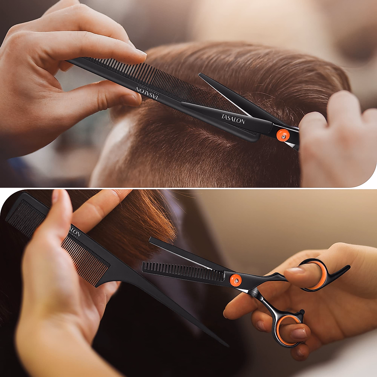 TASALON Hair Cutting Scissors Kit- All-in-1 Set of Hair Cutting Scissors - Professional Hair Shears, Thinning Scissor, Hair Comb, Neck Duster in Leather Bag -Haircut Scissor Kit