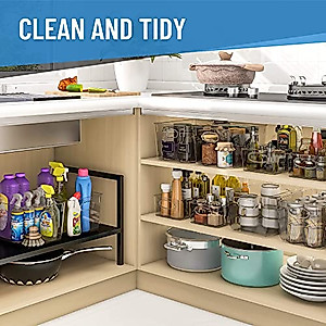 Pinkpum Pantry Organization and Storage, Refrigerator Organizer Bins with Lids, Plastic Storage Bins for Kitchen, Set for 6