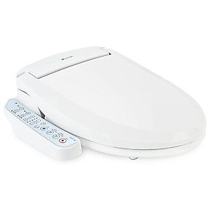 Brondell CL510-RW Swash CL510 Electric Bidet Toilet Heated Seat, Oscillating Stainless Steel Nozzle, Warm Air Dryer, Night, Gentle Close Lid, Light Blue Side Arm Control, Round