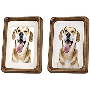 Natural Wood Photo Frames Inspired Tabletop Picture Frame with Mat, Vertical or Horizontal Display (Walnut, 3x4 matted to 2x3)