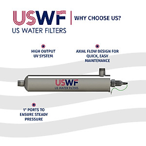 US Water Filters 4CR1 Ultraviolet Light Water System with Integrated Pre Filter - 8 GPM, 316L Stainless Steel, 9,000 hr lamp Life, 1" MNPT, 120V