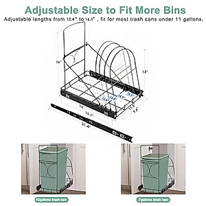 oxinyra Pull Out Trash Can Under Cabinet, 35Qts Under Sink Trash Can Shelf for Kitchen Cabinets, Adjustable Slide Out Garbage Can Kit Black, Trash Can Not Included