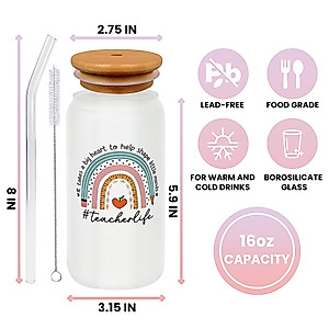 Teacher Appreciation Gifts - Gifts for Teachers Women - Teachers Appreciation Gifts - Thank You Teacher Gifts for Women - Back To School Teacher Gifts, Teacher Birthday Gifts - 16 Oz Teacher Can Glass