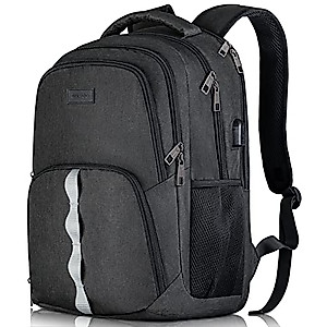 Backpack for Men, Larger College Backpack with USB Charging Port Fits 15.6 Inch Laptop, Water Resistant Durable Travel Back pack, Business Anti Theft Daypack Gifts for Women, Black