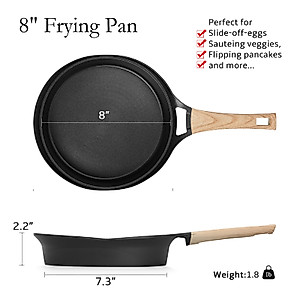 ESLITE LIFE Nonstick Deep Frying Pan Skillet, Healthy Granite Coating Egg Omelette Pan Stone Cookware Chef's Pan, PFOA Free(Black, 8 Inch)