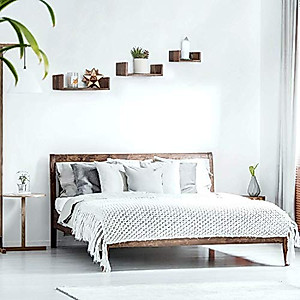 Under.Stated U Shaped Floating Wall Shelves - Rustic MDF with PVC Wall Mounted Display Rack | Multi-Purpose Hanging Shelves Set of 3 (Rustic Brown)