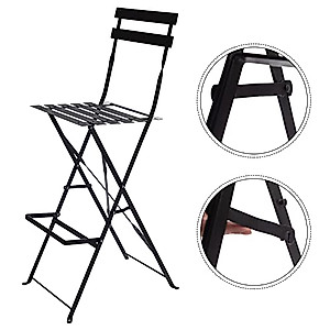 HollyHOME Patio Premium Steel Bistro Chair, Set of 2, 44"(H) Counter Pub Bar Stool, Accent Camp Folding High Chair, Anti-Rust Outdoor&Indoor Garden Furniture for Party, Porch, Black