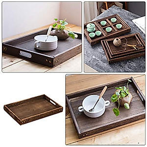 Bamboo Tea Serving Tray Wood Tea Serving Tray Breakfast Serving Tray Cafe Ottoman Tray Snack Dessert Appetizer Tray Jewelry Plate Party Platter for Kitchen Christmas Holiday