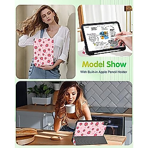 Uppuppy for iPad Air 5th/4th Generation Case 10.9, for iPad Pro 11 Inch Case Girls Cute Kids Women Folio Cover Pencil Holder Strawberry Design Girly Kawaii for Apple iPad Air 5/4 (2022/2020)/Pro 11"
