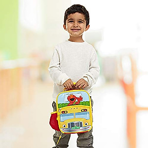 Sesame Street Lunch Box Set for Boys & Girls, Stainless Steel Water Bottle with Carabiner Clip and Ice Pack, Insulated & Waterproof Lunch Bag with Zipper, 4 Pieces Toddler Bag for Snacks