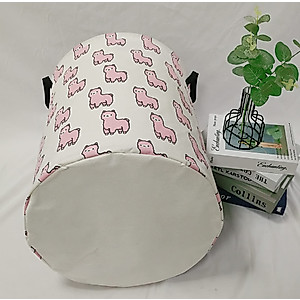 MAIZMZ Pink Storage Bins Gift Toys Box Kids Hamper Girls Laundry Basket Canvas Collapsible Waterproof Organizer Bin for Home/Dorm/Kitchen/Pet/Office/Closet/Shelf/Room decor(Alpace)