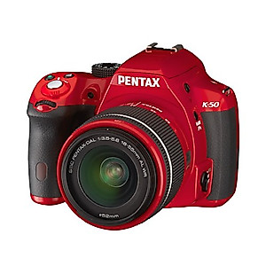 Pentax K-50 16MP Digital SLR Camera Kit with DA L 18-55mm WR f3.5-5.6 and 50-200mm WR Lenses (Red)