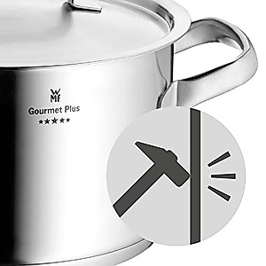 WMF Pot Set 5-Piece Gourmet Plus Inside Scale Steam Vent Made in Germany Hollow Handles Metal Lid Cromargan® Stainless Steel Suitable for Induction Hobs Dishwasher-Safe