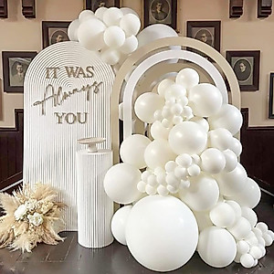 RUBFAC 87pcs White Balloons Different Sizes 18 12 10 5 Inches for Garland Arch, Premium Party Latex Balloons for Birthday Party Wedding Anniversary Baby Shower Party Decoration