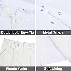 A&J DESIGN Baby Boy Baptism Outfits Toddler Christening Suits Wedding Ring Bearer Formal Suspenders Dress Clothes with Hat Ivory 3T