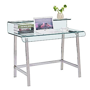 SMARTIK Modern Computer Desk Thicken Glass Desk for Small Spaces, Writing Desk Workstation Office Desk, Easy Assembly Writing Computer Desk for Home (S-Desk-002)