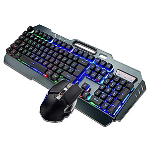 Wireless Keyboard & Mouse Set, Multi-Functional Backlight Mechanical Ergonomic Gaming Keyboard & Adjustment 2400DPI Optical Mouse Comb for Desktop, Computer, PC