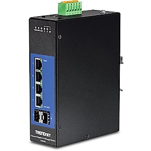 TRENDnet, 6-Port Industrial Gigabit L2 Managed DIN-Rail Switch, 4 X Gigabit Ports, 2 X SFP Slots, DIN-Rail Mount, IP30, Vlan, Qos, Lacp, STP/Rstp, Bandwidth Management, Lifetime Protection, TI-G642i