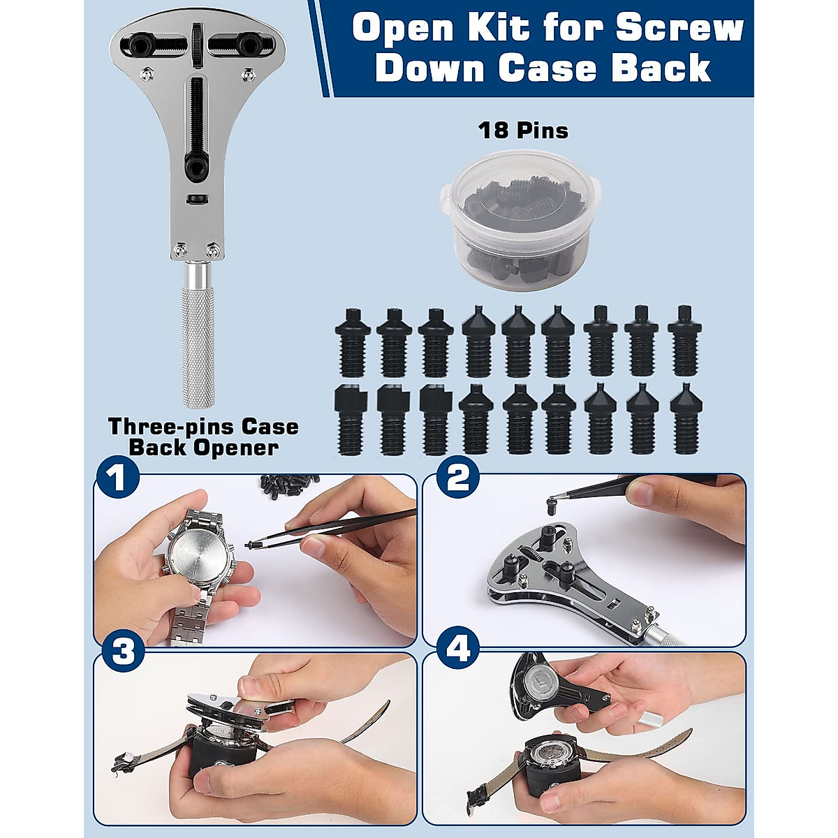 Vastar Watch Repair Kit, Watch Battery Replacement Tool Kit, Watch Link Removal Tool Kit, Watch Band Link Pin Tool Set with Carrying Case