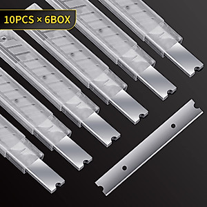 4 inch Scraper Blades 60 pcs Replacement High Carbon Steel Razor Blade for Scraper to Remove Paint Wallpaper Sticker Adhesive Labels(6 boxes)
