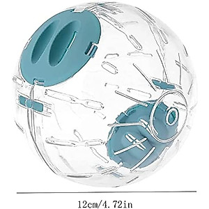 Hamster Exercise Ball 12cm 4.73inch Transparent Hamster Ball Running Hamster Wheel Cute Exercise Mini Ball for Dwarf Hamsters to Relieves Boredom and Increases Activity Chinchilla Cage(S, Blue A)