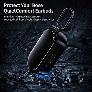 Bose QuietComfort Earbuds Case Cover, Filoto Hard Protective Case for Bose QuietComfort Noise Cancelling Earbuds with Carabiner Keychain Accessories for Men Women (Black)