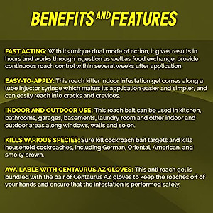 Neogen Sure Kill Roach Gel Bait- Roach Killer Indoor Infestation- Kill Roaches Indoor and Outdoor- Perfect Household Solution- Available with Premium Quality Centaurus AZ Gloves- 40 Gram