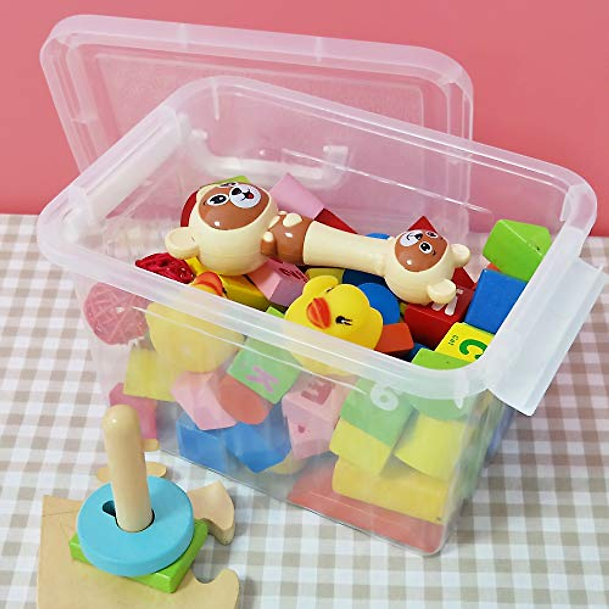 Kiddream Clear Plastic Storage Bins with Lids, 6 Quart Latch Boxes Set of 6, F