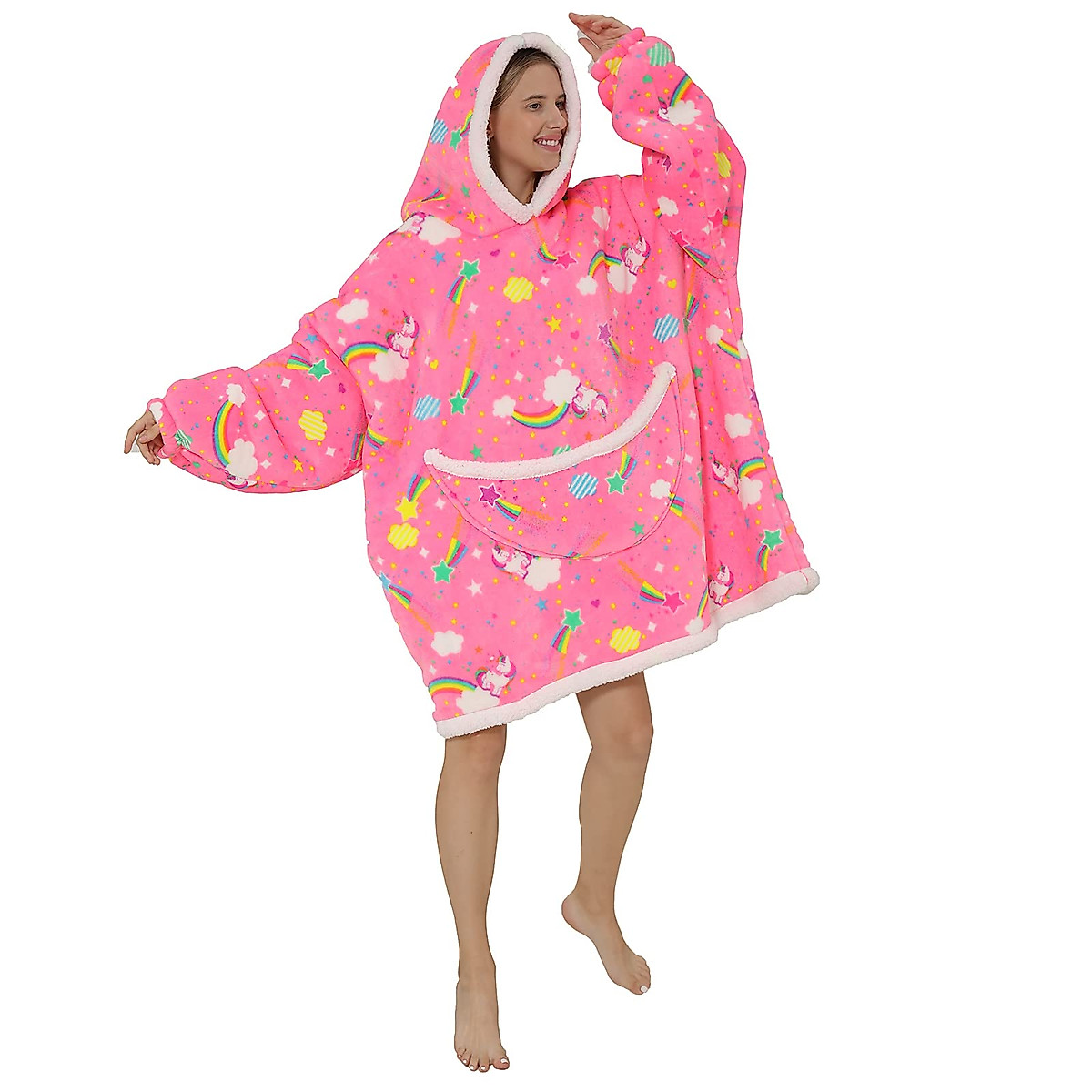 JERYMUND Oversized Blanket Hoodie - Sherpa Fleece Wearable Blanket for Unisex Adult Women Men, Fluffy Giant Comfortable Hooded Sweatshirt