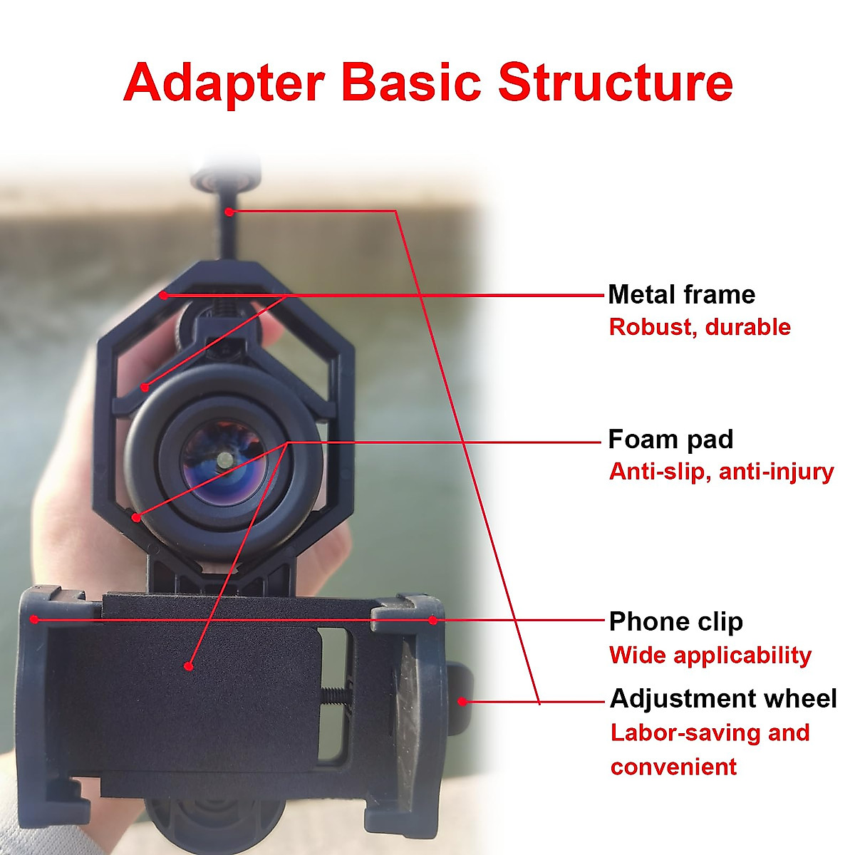 Amblee Smartphone Telescope Adapter Mount - Universal Smartphone Adapter for Telescope, Binoculars, Monoculars, Spotting Scopes, Microscope, Compatible with iPhone, Samsung, and More