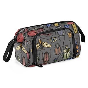 Fisyme Insects Vintage Bugs Pencil Case Large Capacity Pencil Pouch Pen Bags Box Big Makeup Pencil Case Organizer