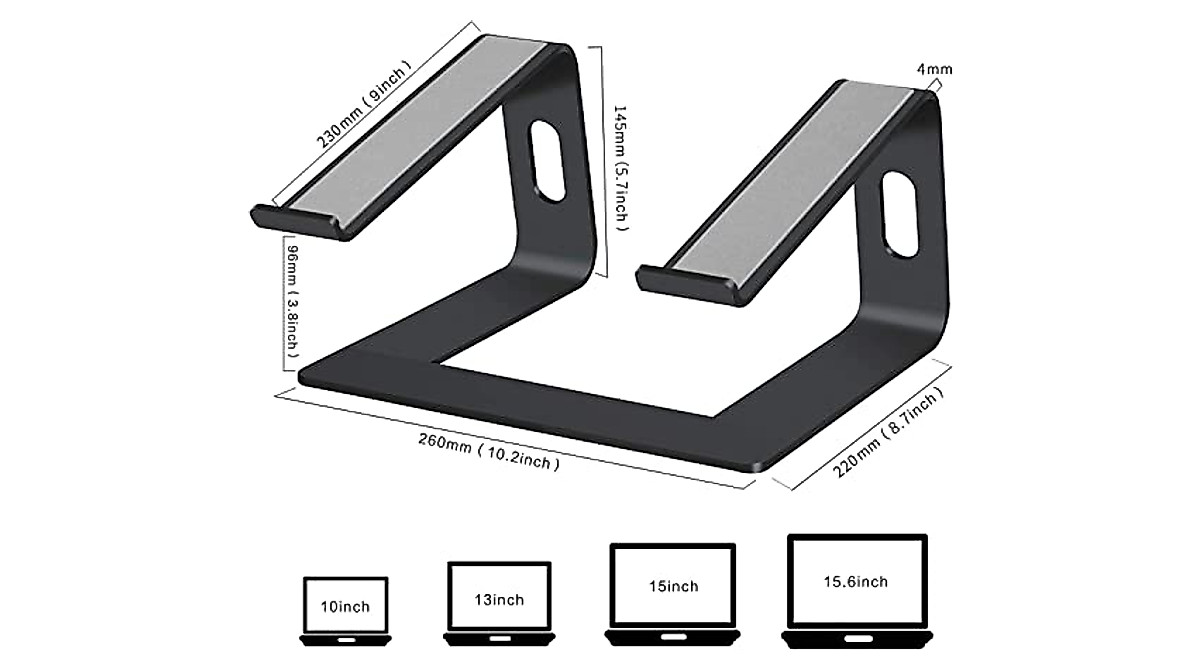 Orionstar Portable Aluminum Ergonomic Laptop Stand - Black