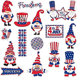 45 Pieces 4th of July Gnomes Bulletin Board Cut Outs Set Patriotic Independence Day Paper Decor Bulletin Board Cutouts Memorial Day Decor for Farmhouse Home Classroom Party
