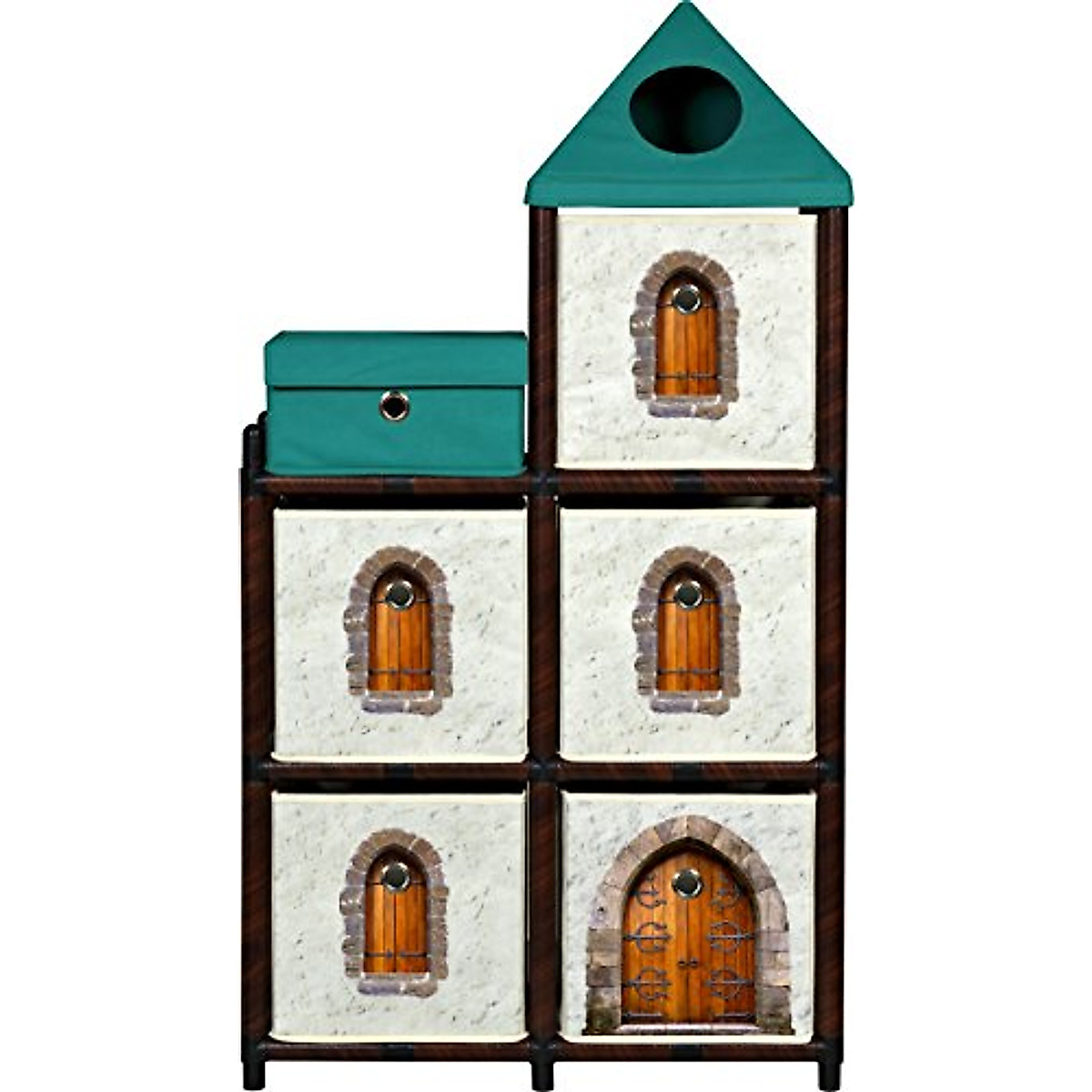 OneSpace 1 Recycled Paper Fantasy Fort Kids Storage Unit, Green and Brown