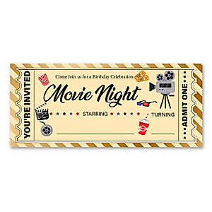 VAHATAN Movie Birthday Party Invitations 20 Pack Movie Ticket Invitations with Envelopes Invites Cards for Birthday Party