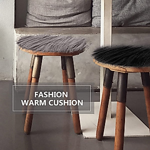 4 Pieces Faux Fox Fur Square Fabric Shaggy Fur Patches Fabric Cuts Chair Cover Seat Cushion Pad for DIY Craft(Khaki, White, Black, Gray)