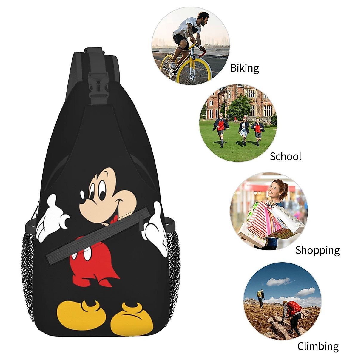 Grehge ute Anime Cartoon Sling Bag Crossbody Backpack Shoulder Bag Lightweight Waterproof Chest Bag For Sports Outdoor Trave -F25