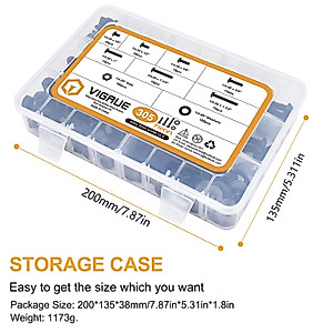 VIGRUE 305Pcs 1/4-20 Bolt and Nut Assortment Kit, 1/4-20 Black Button Head Socket Cap Screw Nuts Washers Kit, Assorted Allen Head Screws, Class 12.9 Alloy Steel