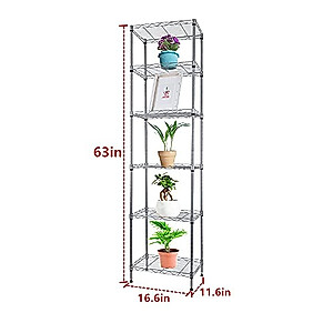 REGILLER 6 Wire Shelving Steel Storage Rack Adjustable Unit Shelves for Laundry Bathroom Kitchen Pantry Closet (Silver, 16.8L x 11.7W x 63H)