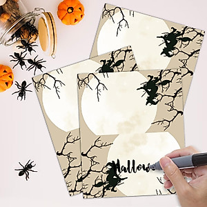 Halloween Table Place Cards, Editable Name Place Cards, 25 Pack Buffet Food Tent Labels, Double Design Name Cards, Halloween Thanksgiving Party Decorations, Easy Folding for Dinner Party - L531