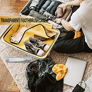 WYOMER Pack of 4 Travel Size Toothbrush Case Holder, Transparent Plastic Toothbrush Case Portable Toothbrush Storage, Hard Plastic Transparent Toothbrush Carrying Box for Traveling