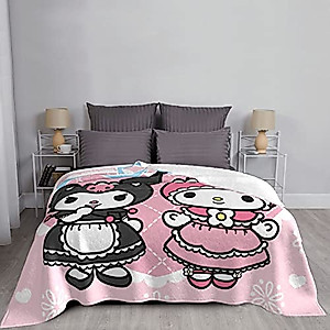 Anime Blanket for Couch Pink Cute Super Soft Throw Blanket for Bed Sofa Kawaii Lightweight Cozy Plush Blanket for Women Girls